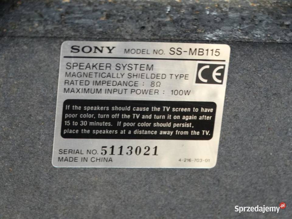 Kolumny Sony SS-MB115 . 2 x 100 wat. WYSYŁKA. Jasło - Sprzedajemy.pl