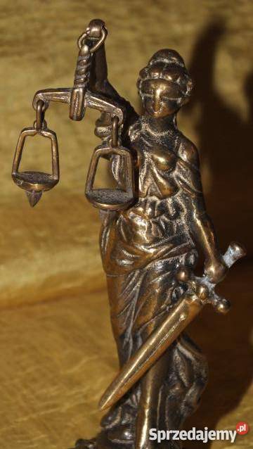 Śliczna stara mosiężna figurka Temida bogini sprawiedliwości Inowrocław ...