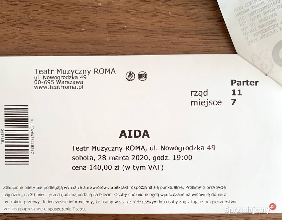 Bilety na musical AIDA Teatr Roma, 3 szt, na 28.03.2020 Warszawa ...