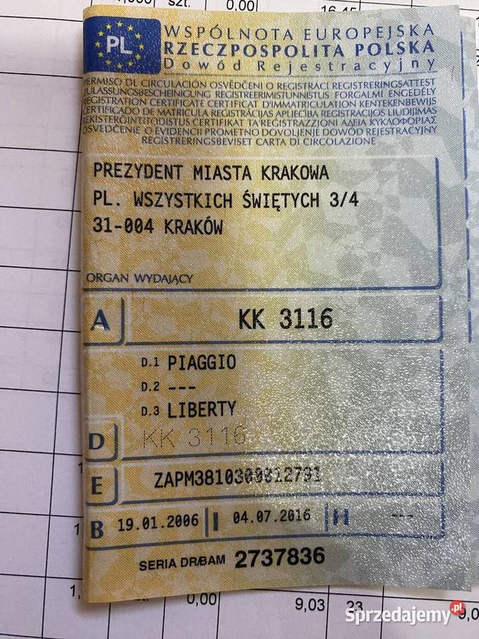 sydyk sprzeda skuter piaggio liberty Kraków - Sprzedajemy.pl