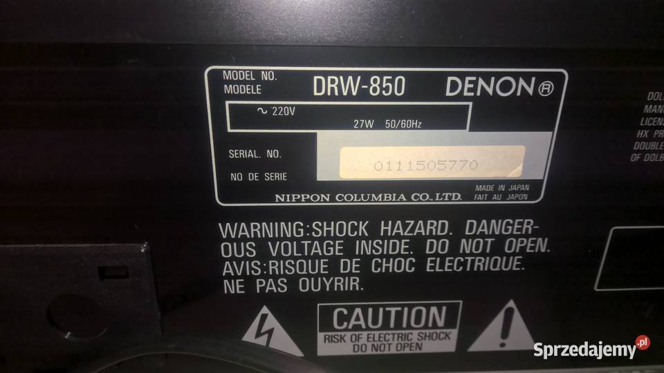 DENON DRW 850 Casette deck Sędziszów - Sprzedajemy.pl