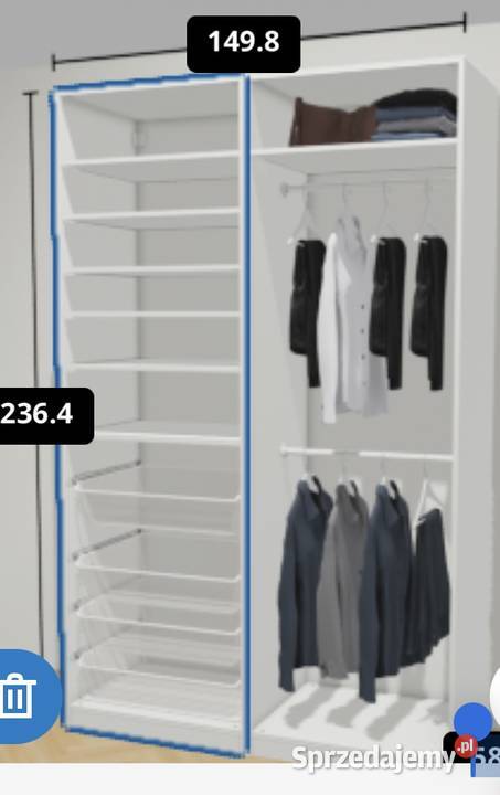 Szafa PAX Ikea – Biała, z drzwiami Grimo i lustrem – 150 x 58 x 236cm lub 7 Pułtusk - Sprzedajemy.pl