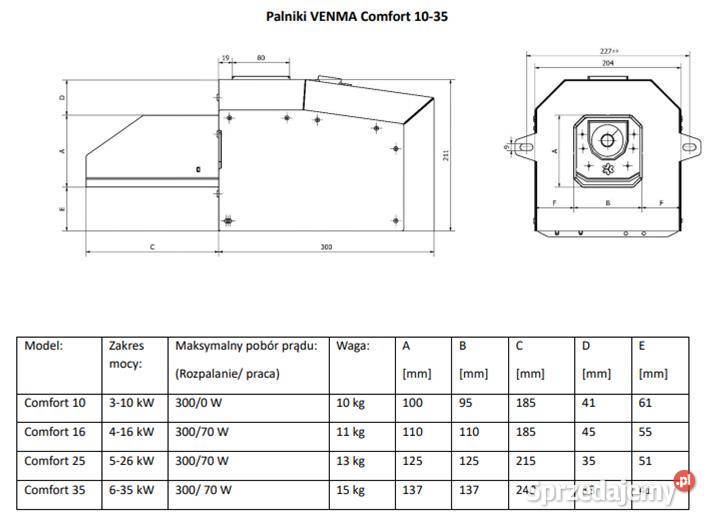 Palnik Pelletowy VENMA COMFORT 25kW, ST976, samoczyszczący Koszęcin ...