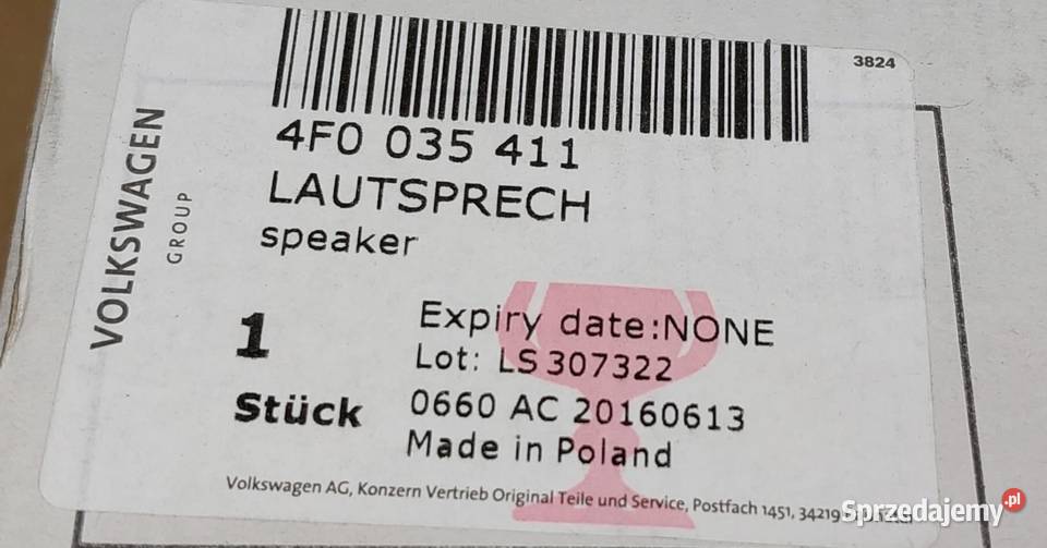 GŁOŚNIK DRZWI PRZÓD AUDI A6 C6 04-12R 4F0035411 ORYGINAŁ Mielęcin ...