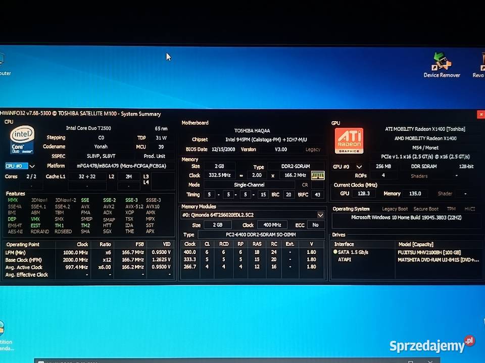 Toshiba Satellite M100-166 super STAN + myszka Łódź - Sprzedajemy.pl
