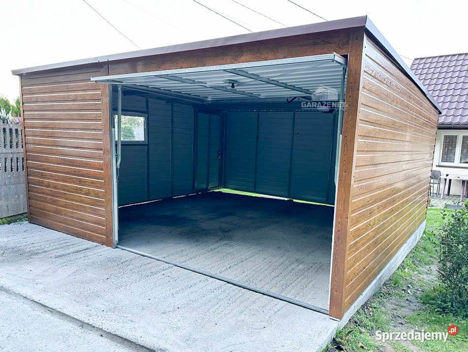 GARAŻ BLASZANY 5M X 6M POZIOM - SPAD TYŁ BRAMA + OKNO 5X6 GB340 Zielona ... GARAŻ BLASZANY 5M X 6M POZIOM - SPAD TYŁ BRAMA + OKNO 5X6 GB340 Zielona ...