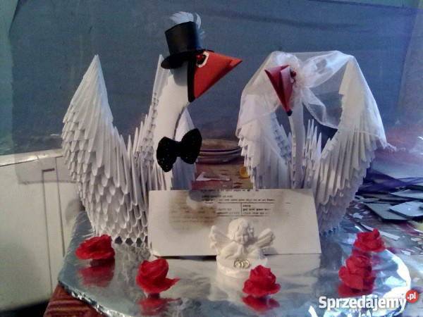 TANIO !!!!!!! ŁABĘDŹ ORIGAMI MODUŁOWE PREZENT IMIENINOWY , URODZINOWY ...