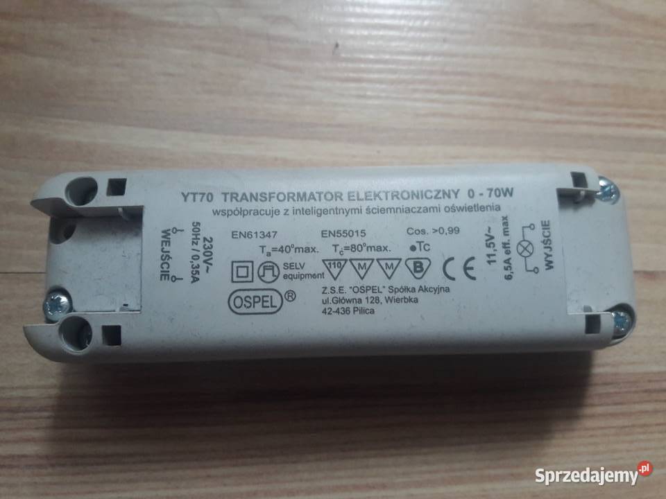 OSPEL Transformator Elektroniczny YT70 0-70W 11,5V Gliwice - Sprzedajemy.pl