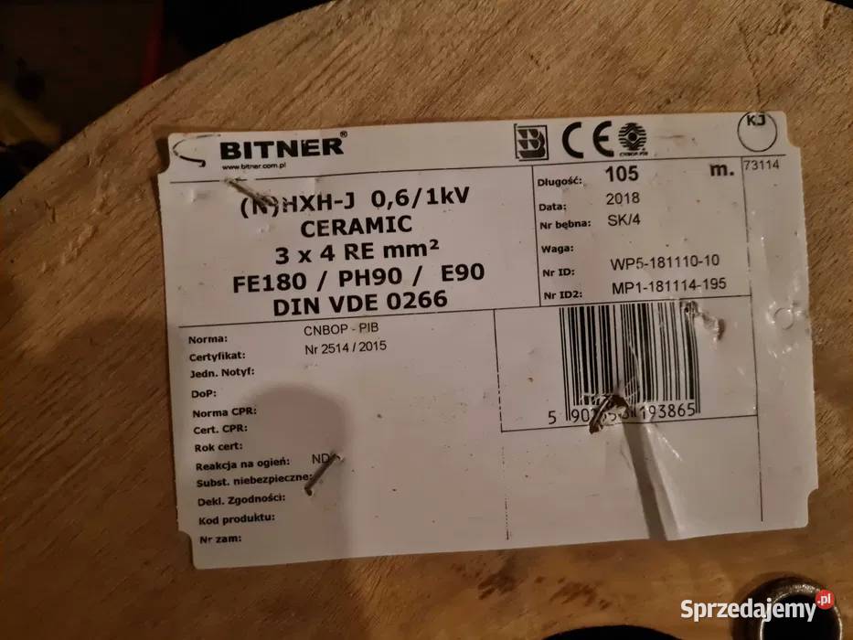 Kabel energetyczny ognioodporny NHXH FE180/E90 3x4 0,6/1kV Kraków - Sprzedajemy.pl