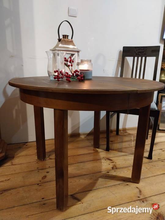 Stol retro prl rozkladany drewniany ciezki stabilny vintage Gdańsk ...