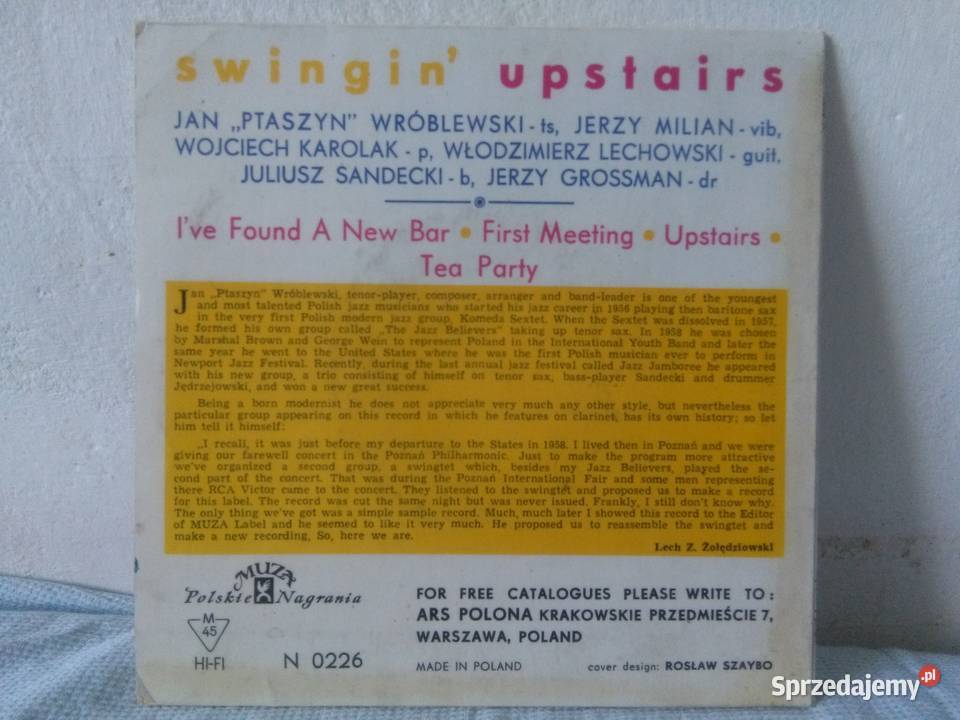 PTASZYN WRÓBLEWSKI ‎Swingin' Upstairs proj. R. SZAYBO 1962 Warszawa ...