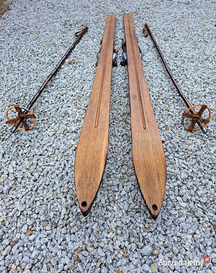 Stare drewniane narty z kijami Szklarska Poręba - Sprzedajemy.pl
