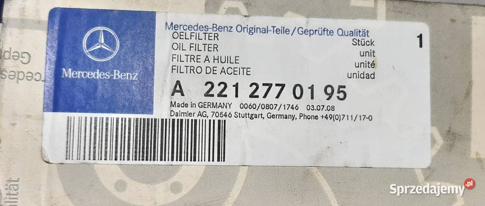 FILTR HYDRAULICZNY SKRZYNI BIEGÓW MERCEDES A2212770195 Mielęcin ...