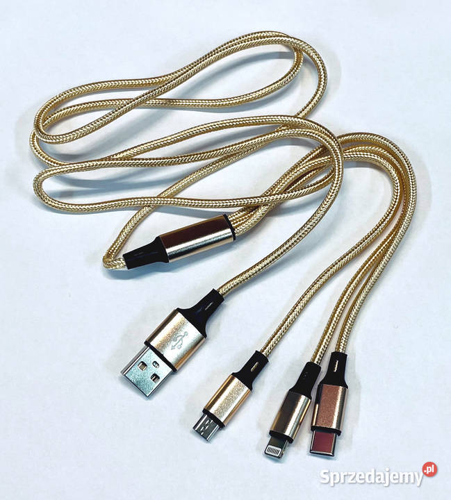 KABEL ŁADOWARKI 1,2M IPHONE +TYP C +MICRO USB 3w1 Smolno Wielkie - Sprzedajemy.pl