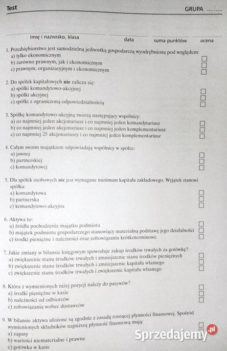 Podstawy przedsiębiorczości. Testy sprawdzające. Kaczmarczyk Chełm ... Podstawy przedsiębiorczości. Testy sprawdzające. Kaczmarczyk Chełm ...
