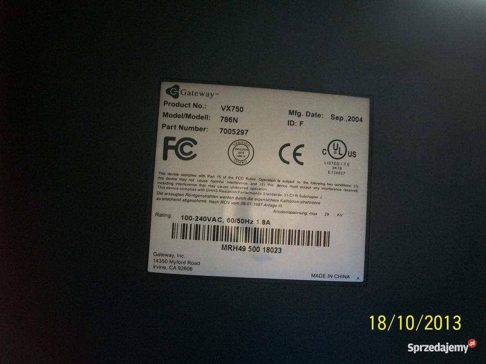 MONITOR CRT GATEWAY VX750 17' Stan idealny, piękne kolory płaski ...