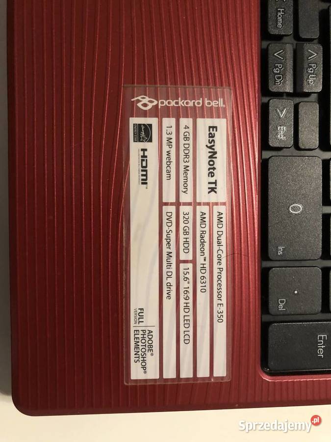 laptop PACKARD BELL TK13 AMD E-350 6GB 15,6'' HDMI WN200 Wołów ...