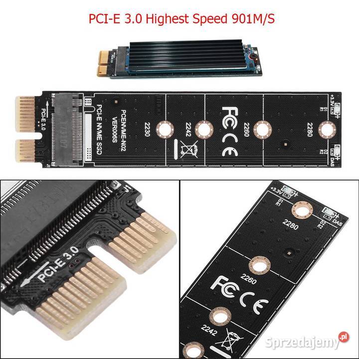 Adapter dysku M.2 PCI-E NVME do złącza PCI-E x1 na płycie gł Bydgoszcz ...