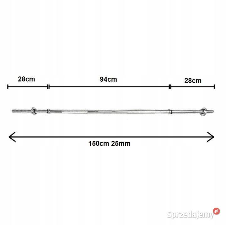 Gryf prosty stalowy sztanga 150 cm 25 mm Kraków - Sprzedajemy.pl