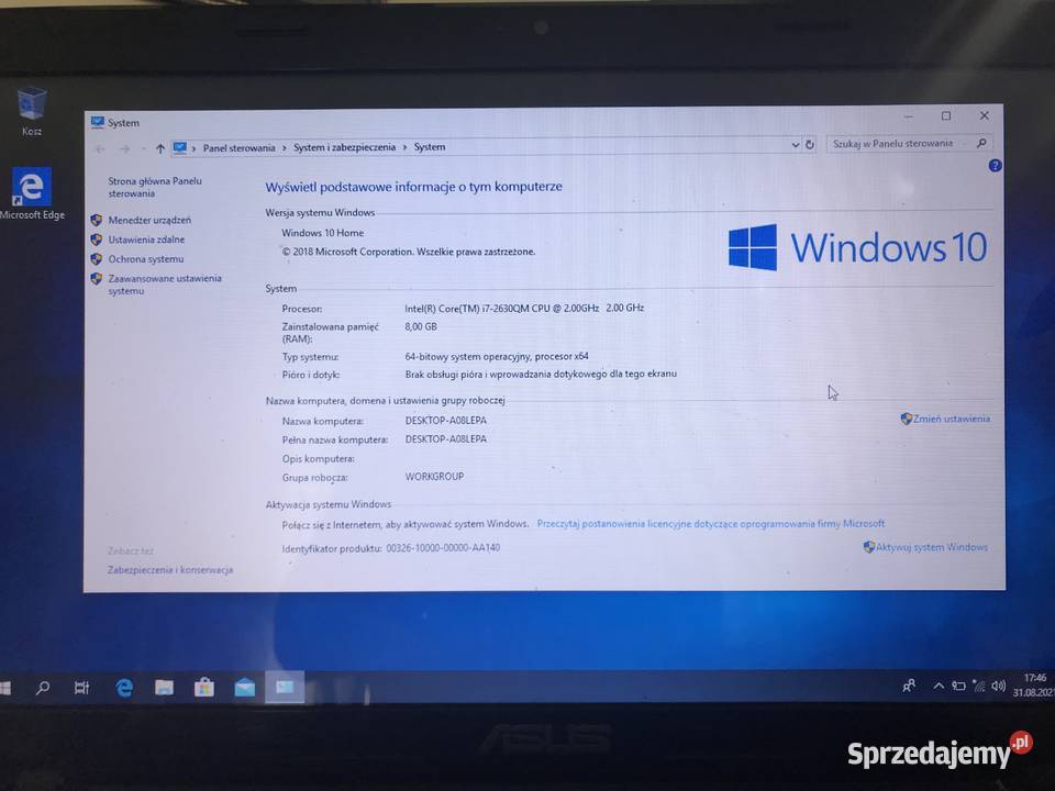 Laptop Asus X53S i7, 8GB RAM, GF GT 540M, SSD 240 GB + 1 TB Warszawa ...