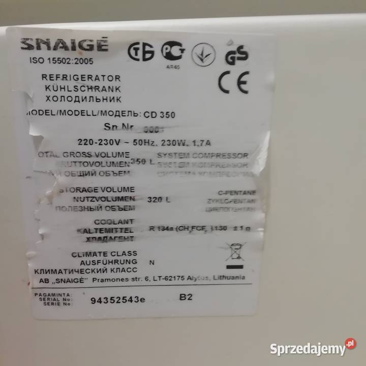 Lodówka - szafa chłodnicza - SNAIGE Warszawa - Sprzedajemy.pl