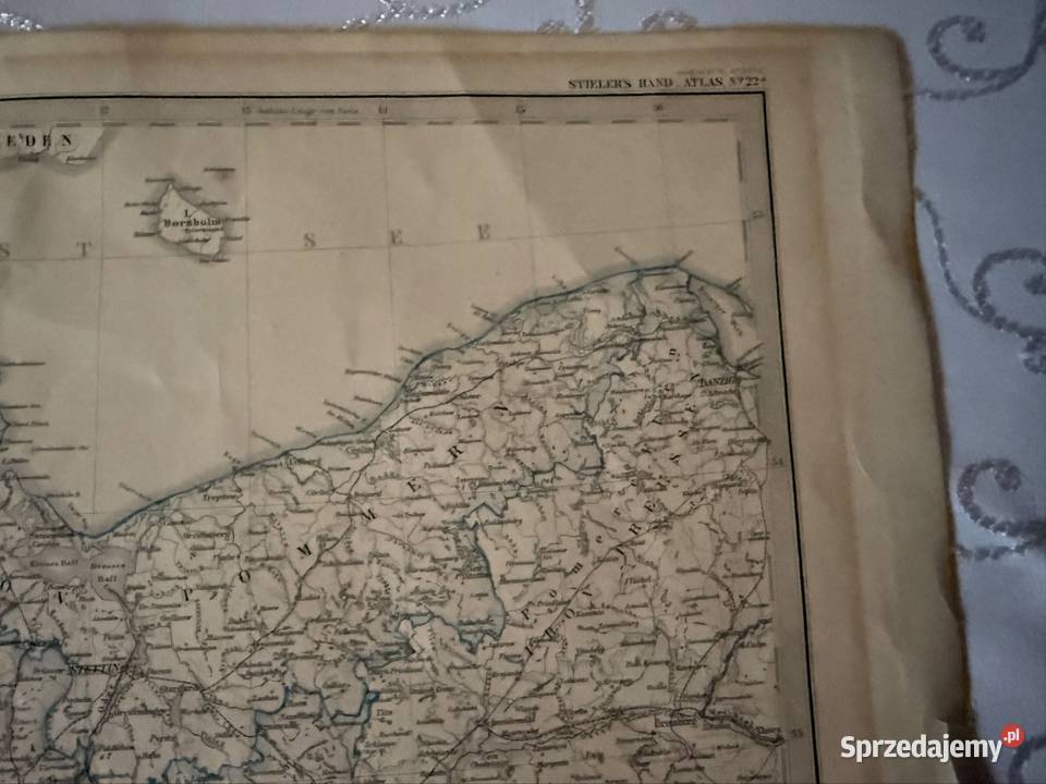 Stara mapa ziem Polskich 1870 Oryginalny Miedzioryt Atlas Stielera ...