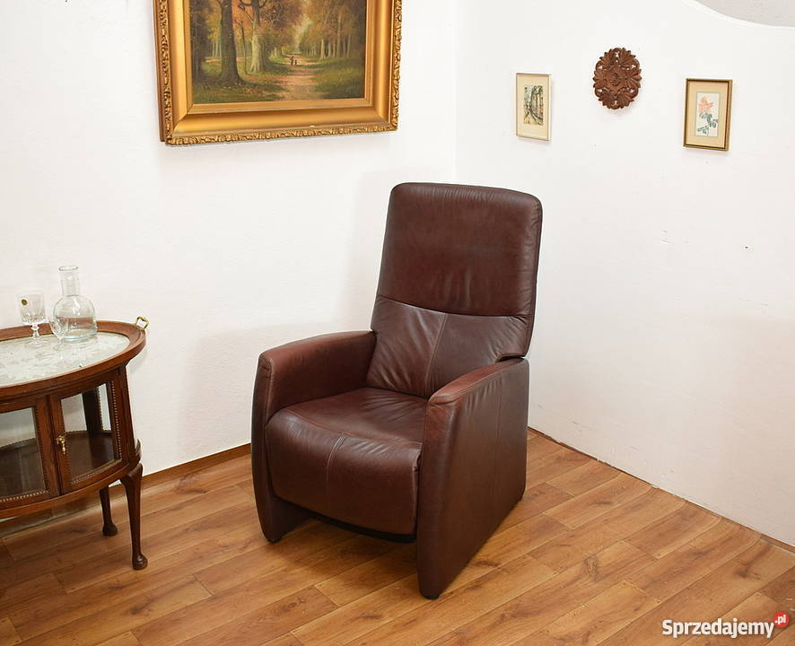 Fotel skórzany rozkładany podnóżek skóra naturalna wysyłam Świdnica ...