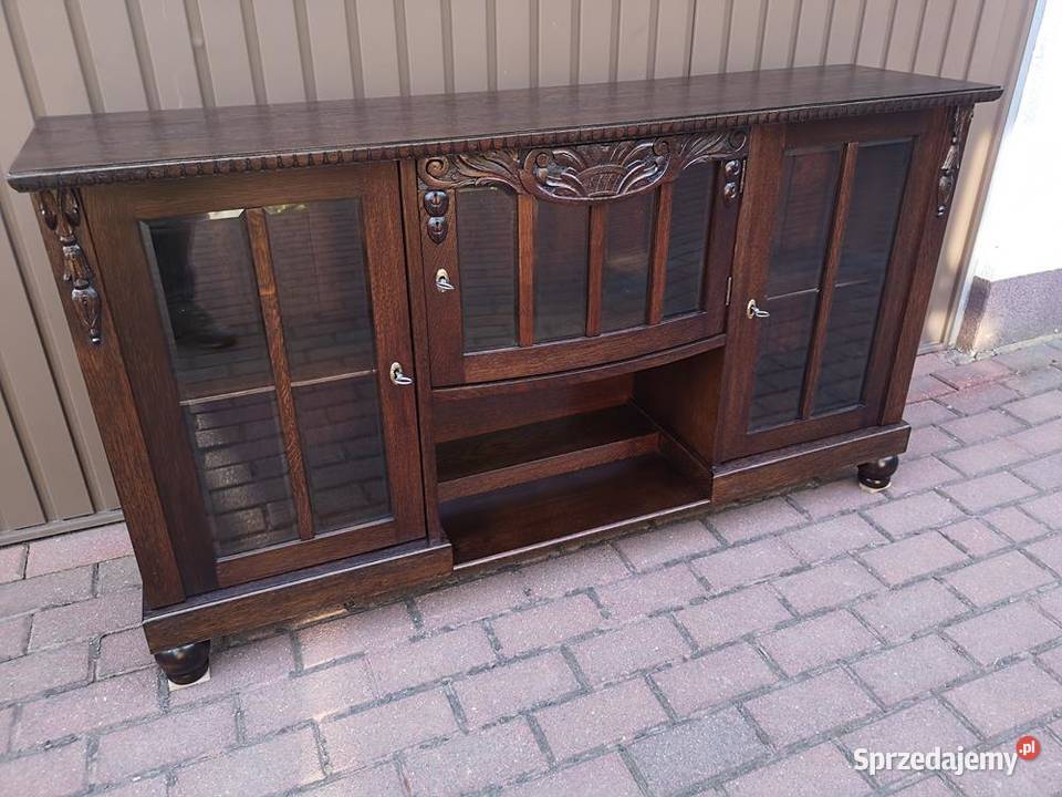 Komoda Witryna Dębowa Niska RTV 142 Stara Antyk Po Renowacji. Swarzędz ...