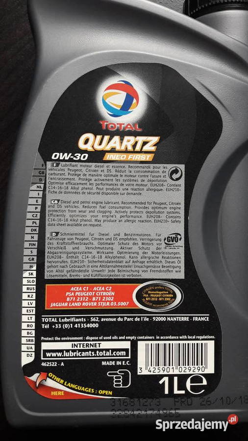 Olej silnikowy Total Quartz 0W30 1l. Głuchołazy - Sprzedajemy.pl