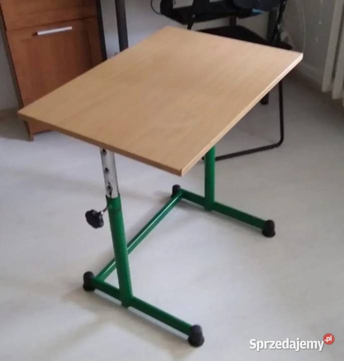 Stolik biurko z drewnianym blatem – regulowana wysokość! Warszawa ...
