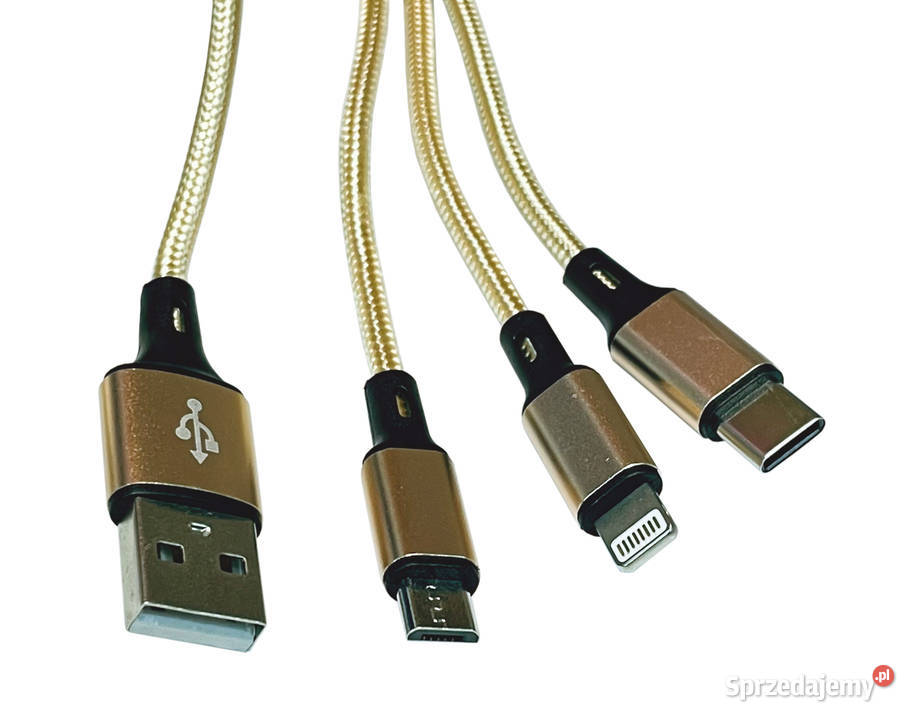 KABEL ŁADOWARKI 1,2M IPHONE +TYP C +MICRO USB 3w1 Smolno Wielkie - Sprzedajemy.pl