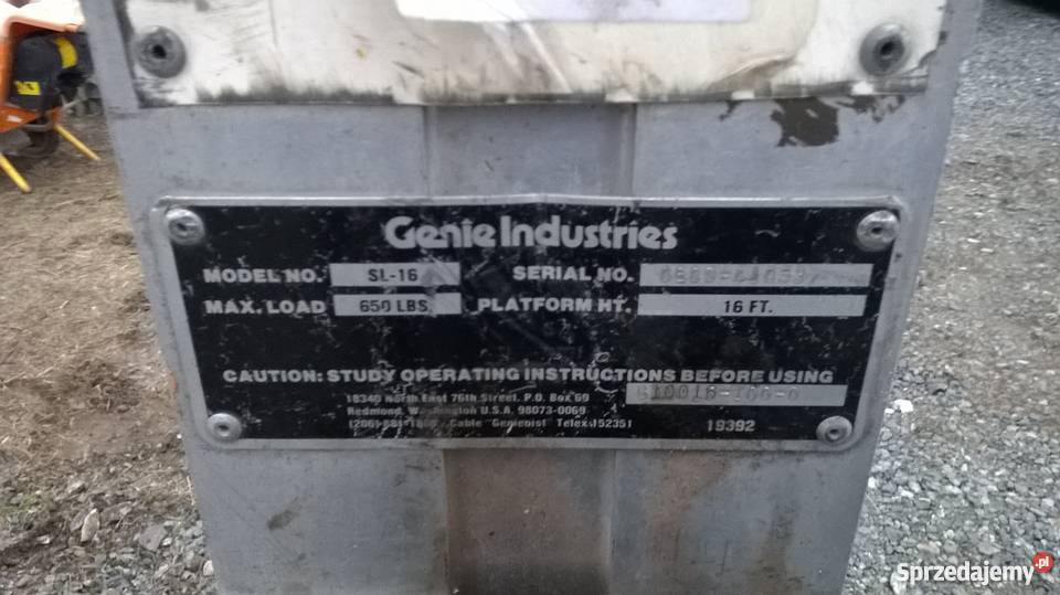 Podnośnik instalatorski BUDOWLANY GENIE SL-16 5M Wolica Pusta ...