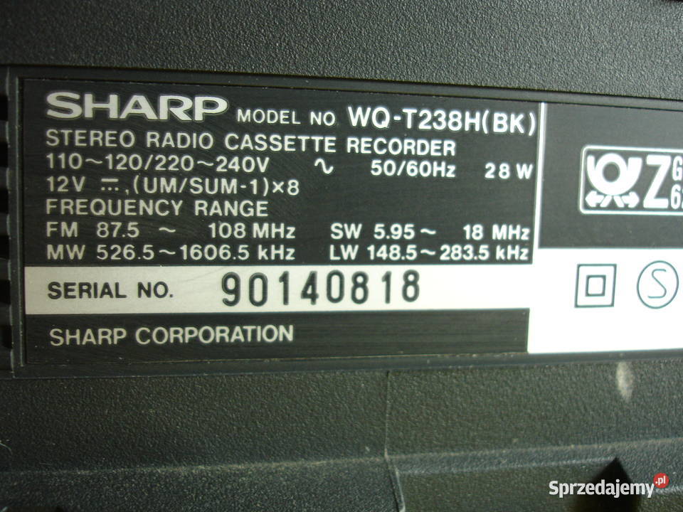 Radiomagnetofon SHARP WQ-T238 Zielona Góra - Sprzedajemy.pl