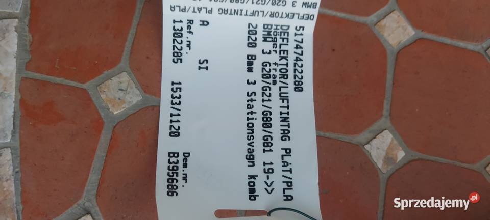 BMW G20 51747422280 Kanał powietrza OE 7422280 Konin - Sprzedajemy.pl