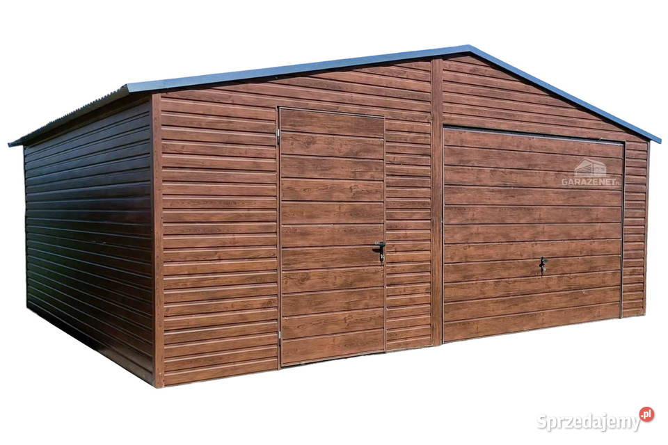 GARAŻ BLASZANY 6M X 5M POZIOM - DWUSPAD BRAMA DRZWI CIEMNY ORZECH 6X5 ... GARAŻ BLASZANY 6M X 5M POZIOM - DWUSPAD BRAMA DRZWI CIEMNY ORZECH 6X5 ...