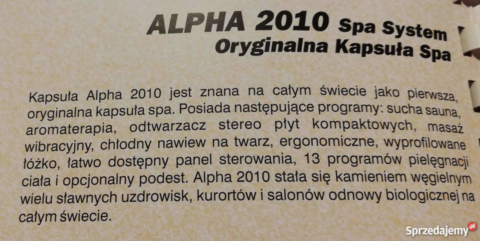 Kapsuła SPA Alpha Basix Legnica - Sprzedajemy.pl
