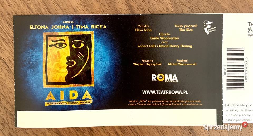 Bilety na musical AIDA Teatr Roma, 3 szt, na 28.03.2020 Warszawa ...