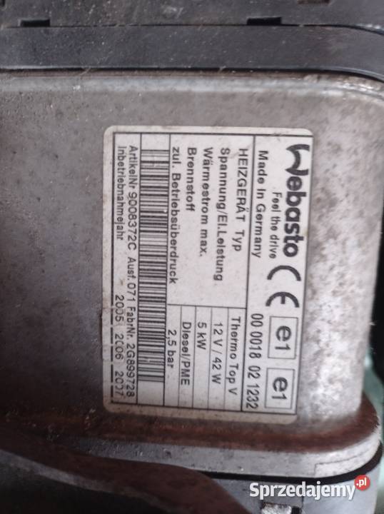 Webasto thermo top V ogrzewanie postojowe Touran Caddy Golf Włocławek ...