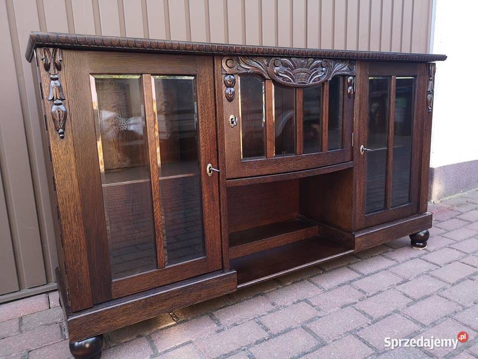 Komoda Witryna Dębowa Niska RTV 142 Stara Antyk Po Renowacji. Swarzędz ...