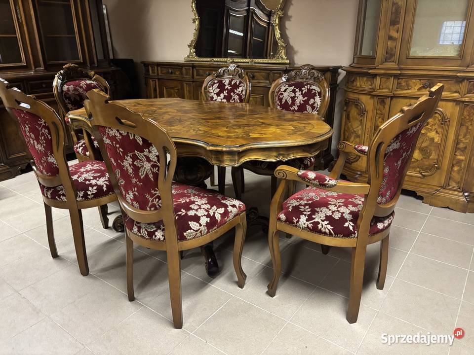 Stylowy Włoski Zestaw Komplet Stół 6 Krzeseł Ludwik Rokoko meble ...