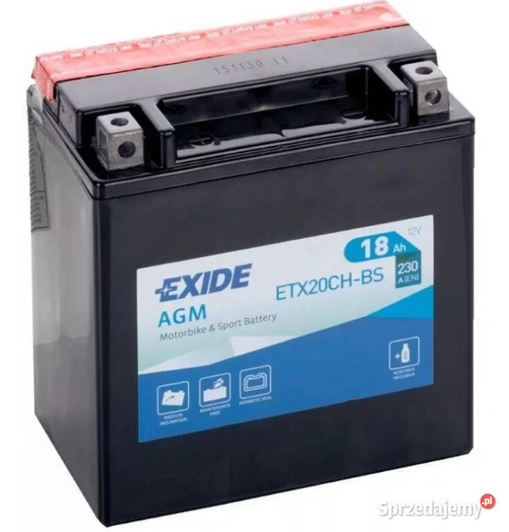 Akumulator motocyklowy EXIDE ETX20CH-BS YTX20CH-BS 12V 18Ah Siedlce ...