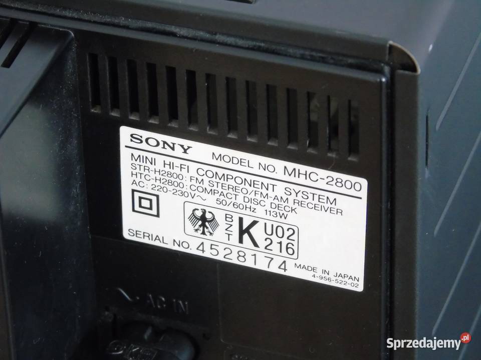 Amplituner z korektorem gr. Sony MHC-2800 ładny i mocny. WYSYŁKA. Jasło ...