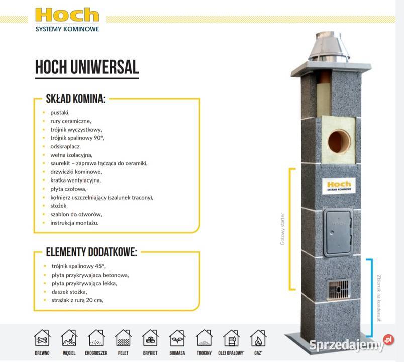Komin systemowy HOCH Uniwersal 6m fi 200 dostawa GRATIS Toruń - Sprzedajemy.pl