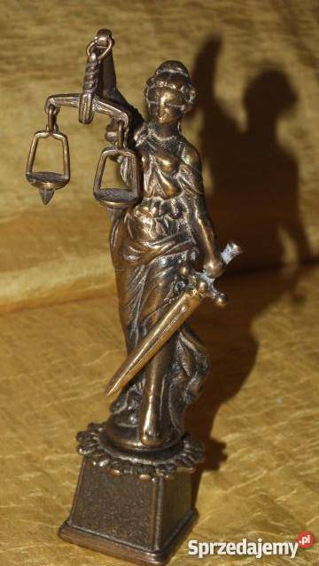 Śliczna stara mosiężna figurka Temida bogini sprawiedliwości Inowrocław ...