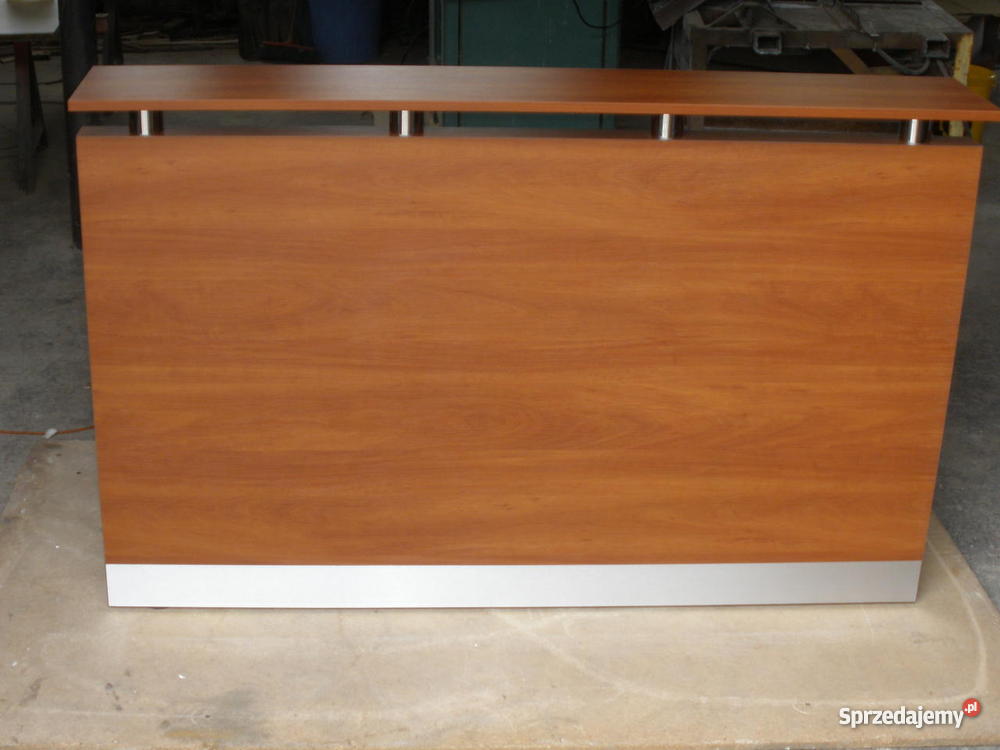lada biurowa/recepcyjna z płyty wiórowej z cokołem srebrnym ...
