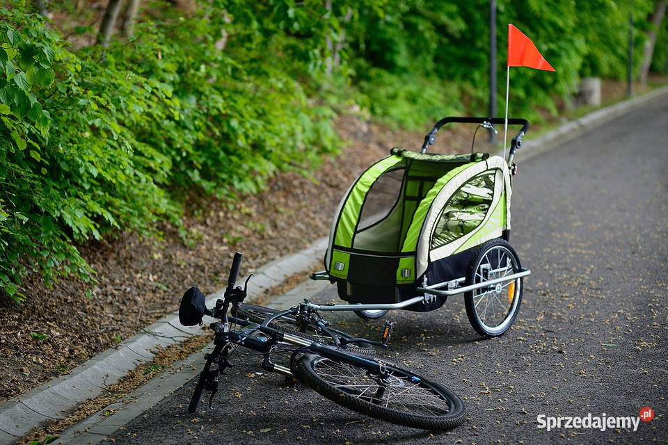 Przyczepka rowerowa z amortyzatorem 2-osobowa +JOGGER zielona Warszawa ...
