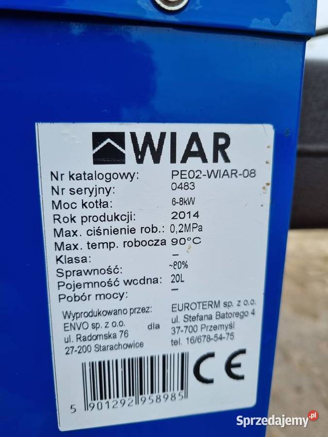 Piec Wiar 8kW jak nowy. Czaplinek - Sprzedajemy.pl