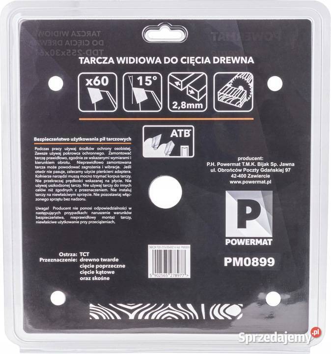 Tarcza WIDIOWA Do Drewna Piły Piła 255 x 30 mm 60Z Katowice - Sprzedajemy.pl