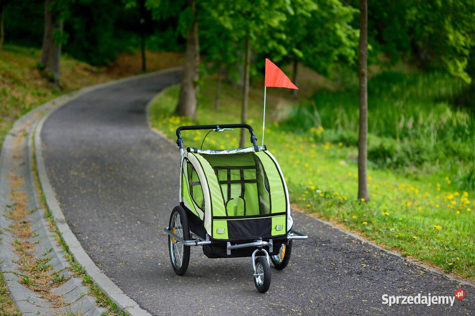 Przyczepka rowerowa z amortyzatorem 2-osobowa +JOGGER zielona Warszawa ...