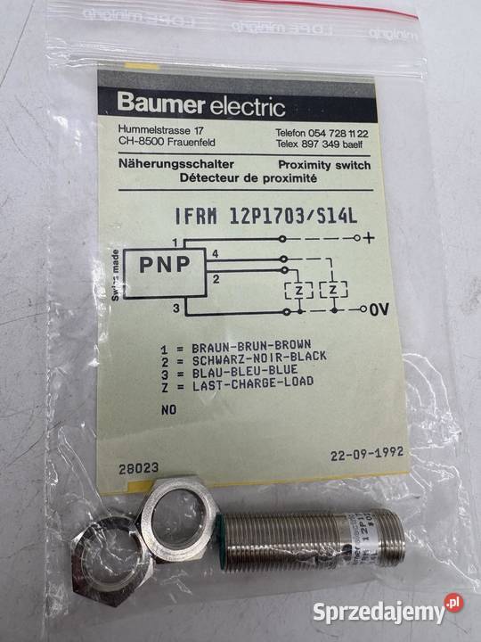 Baumer IFRM 12P1703/S14L Czujnik indukcyjny Warszawa - Sprzedajemy.pl